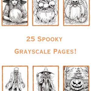 Spooky Spectacles - 25 Printable Haunting Halloween Grayscale Coloring ...