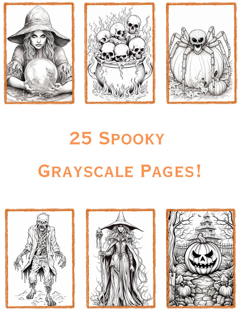 Spooky Spectacles - 25 Printable Haunting Halloween Grayscale Coloring ...