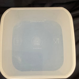 Vintage Tupperware Square Container With Blue Lid - Etsy