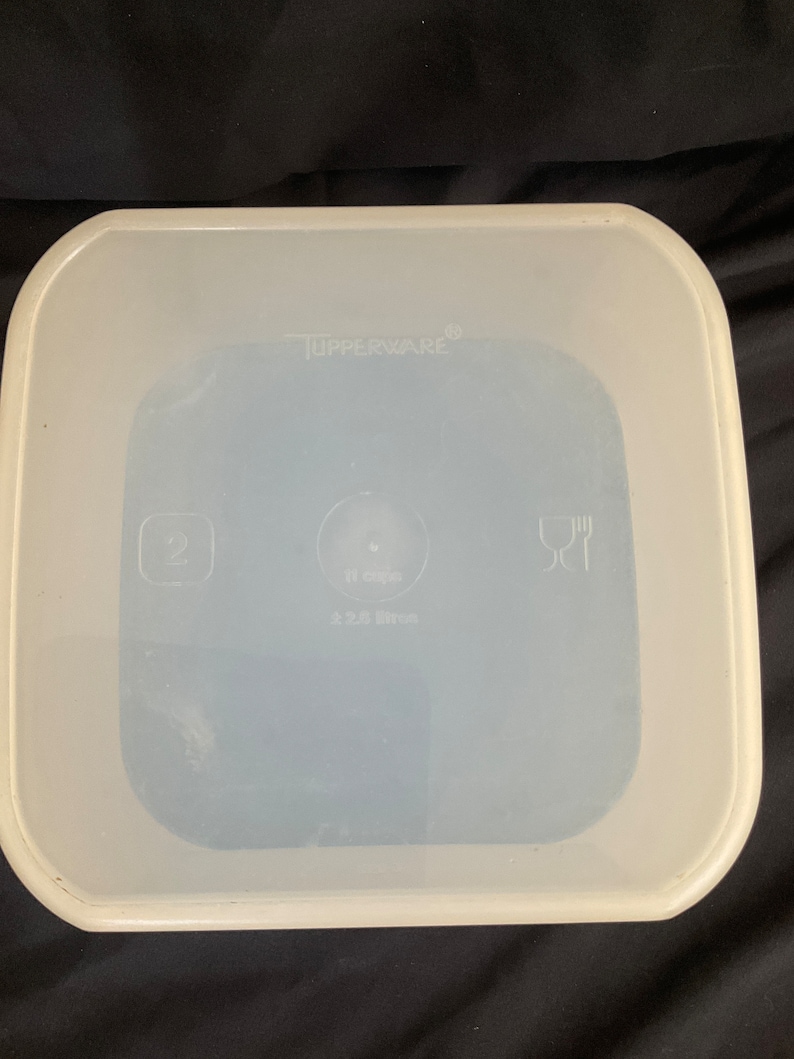 Vintage Tupperware Square Container With Blue Lid - Etsy