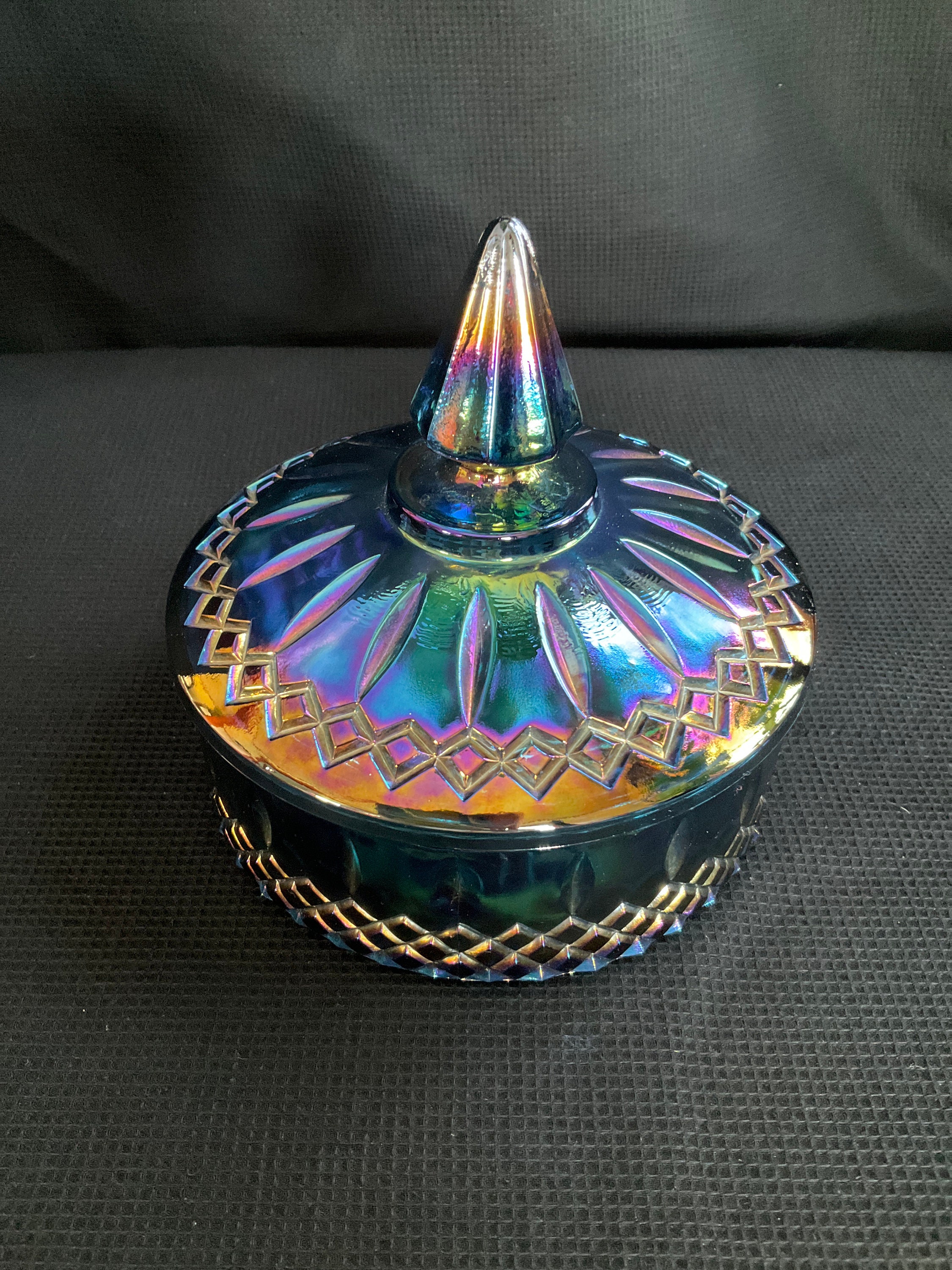 Vintage Indiana Blue Carnival Glass Candy Dish in Princess Pattern - Etsy