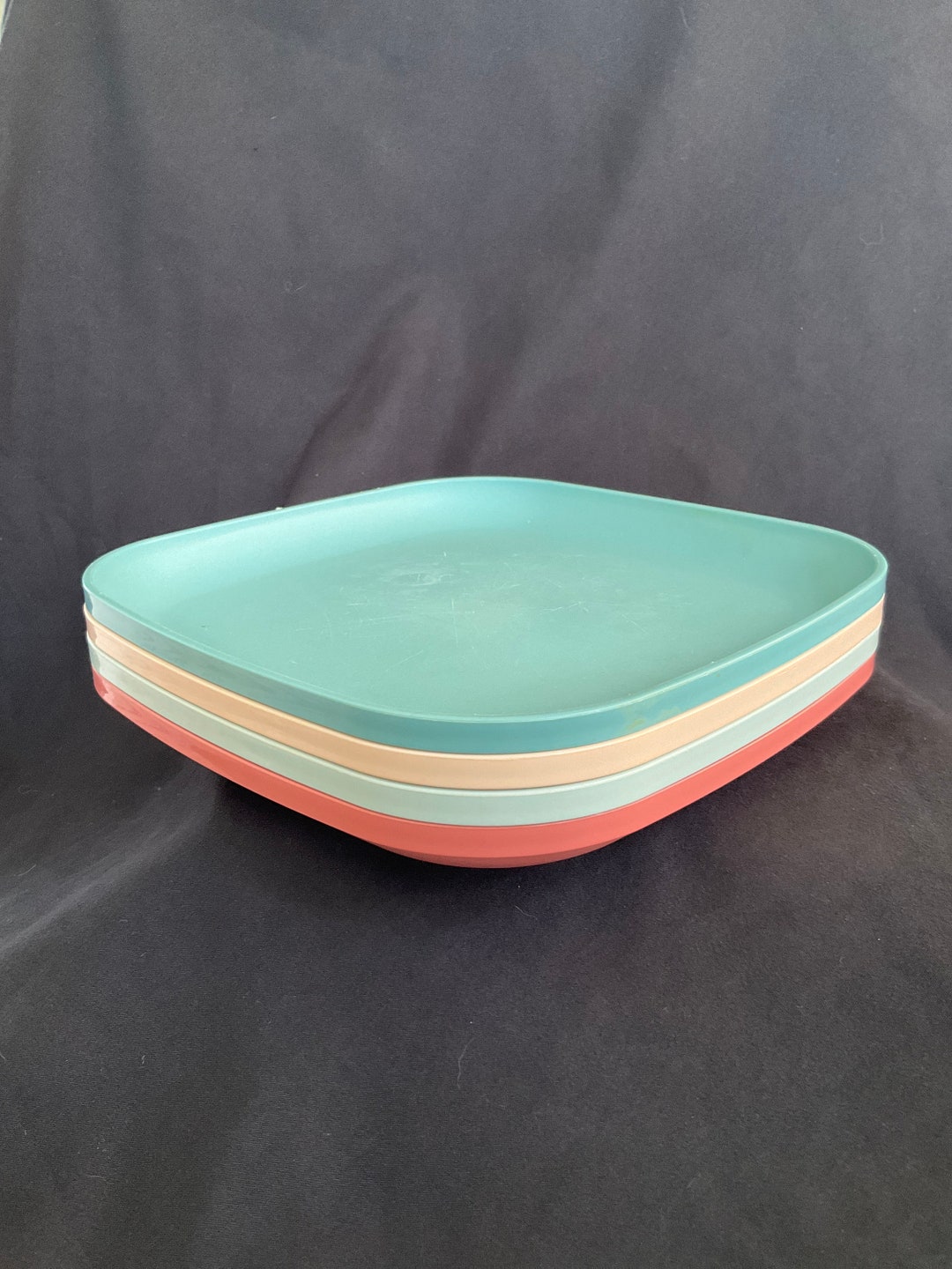 4 Vintage Tupperware Square Plates - Etsy