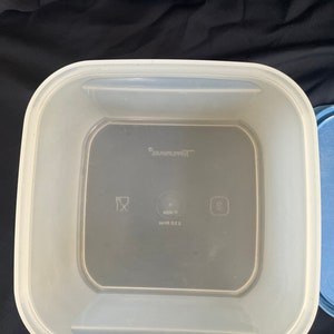 Vintage Tupperware Square Container With Blue Lid - Etsy