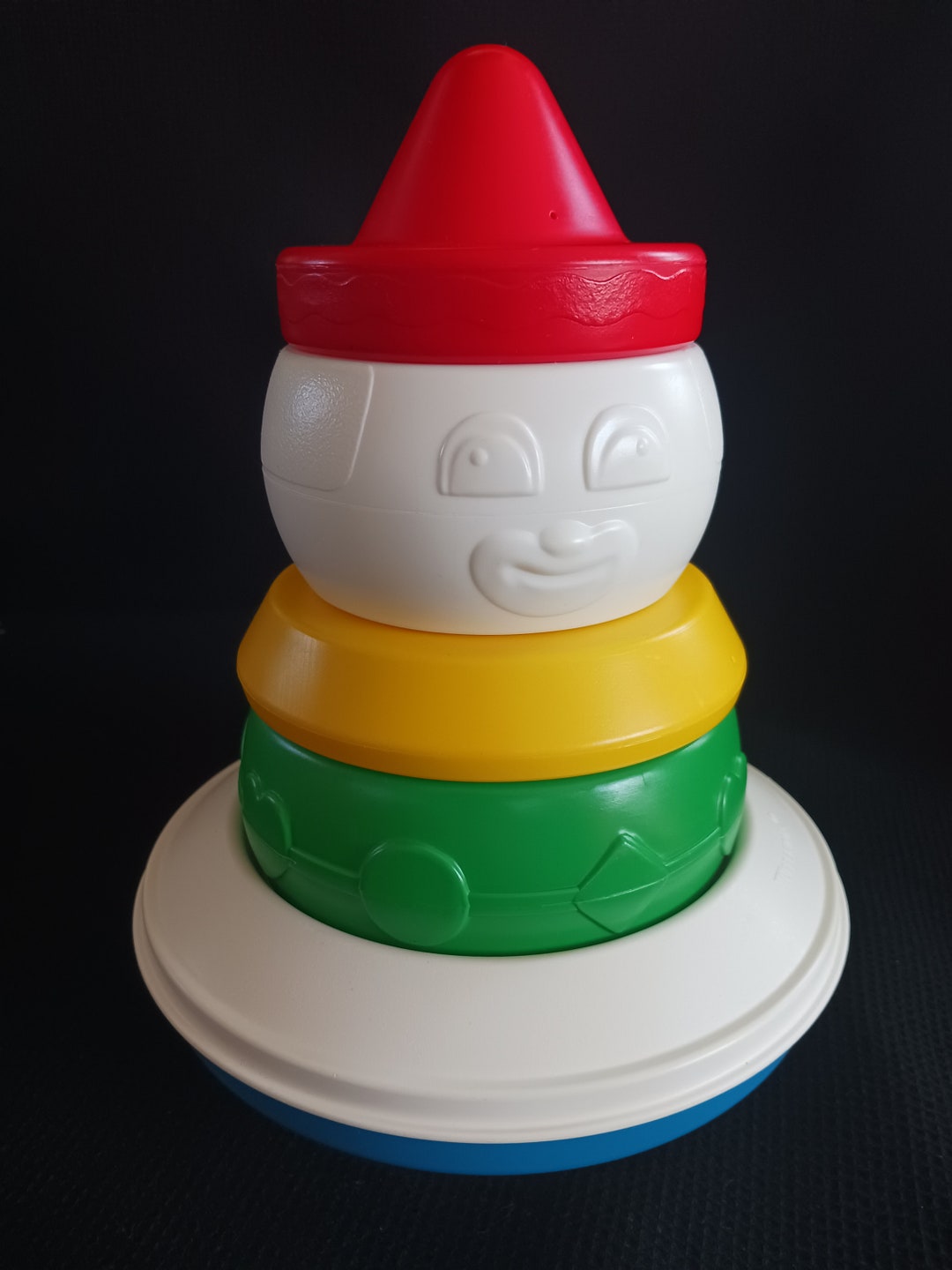 Vtg Tupperware Roly Poly Stacking Clown White Green Yellow Blue Rings ...