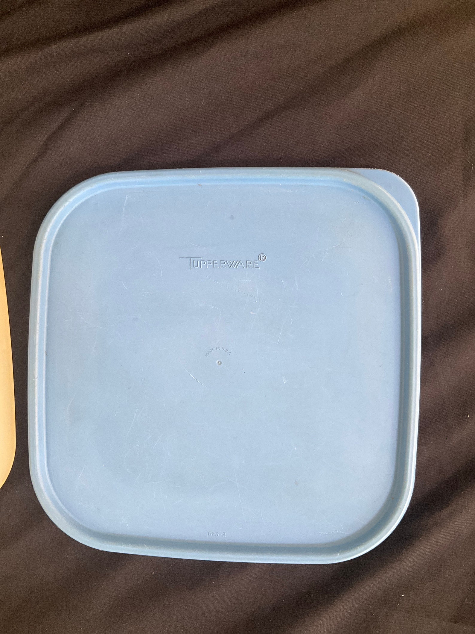 Vintage Tupperware Square Container With Blue Lid - Etsy