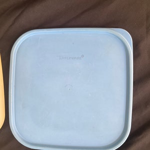 Vintage Tupperware Square Container With Blue Lid - Etsy