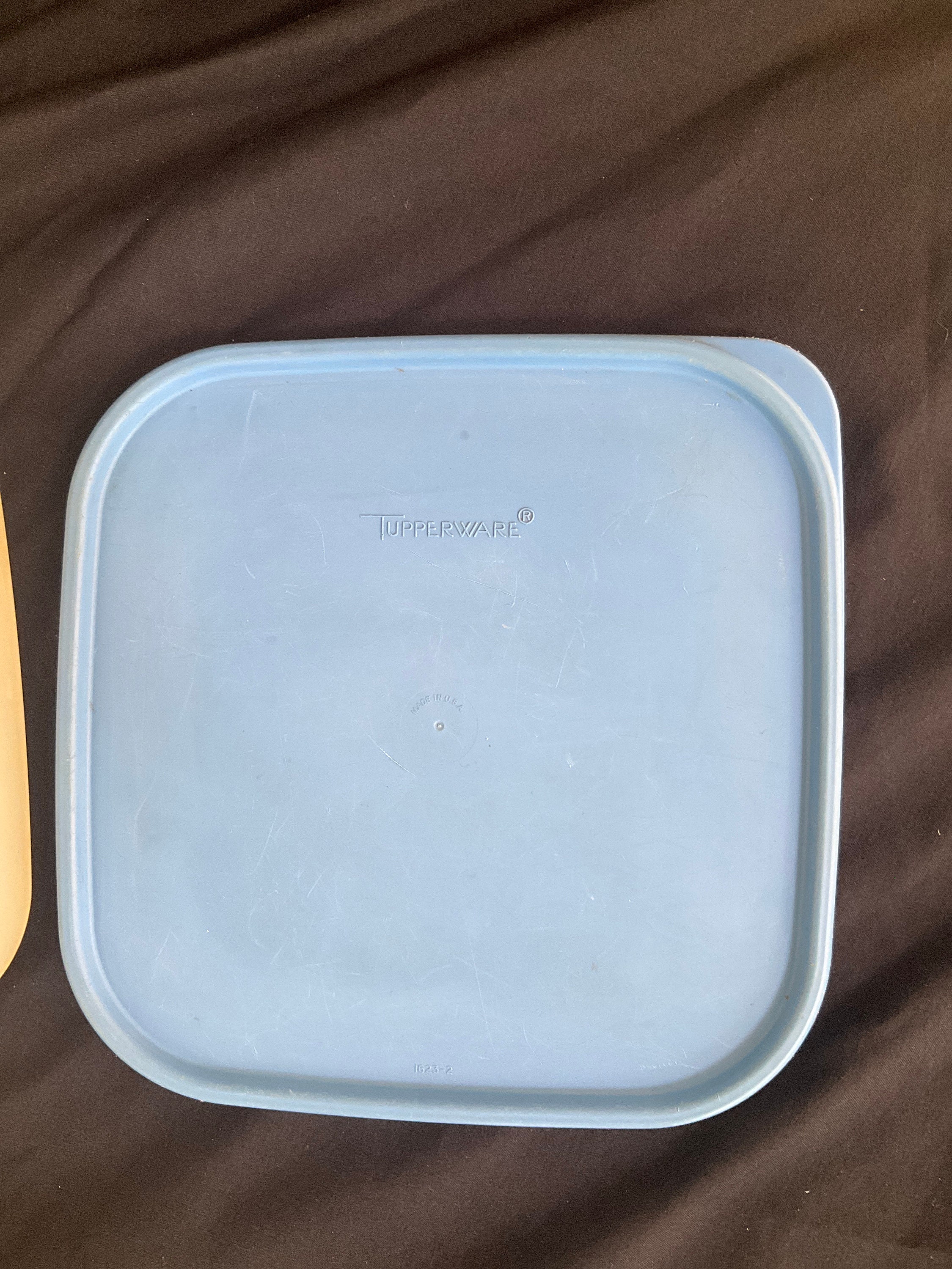 Vintage Tupperware Square Container With Blue Lid - Etsy