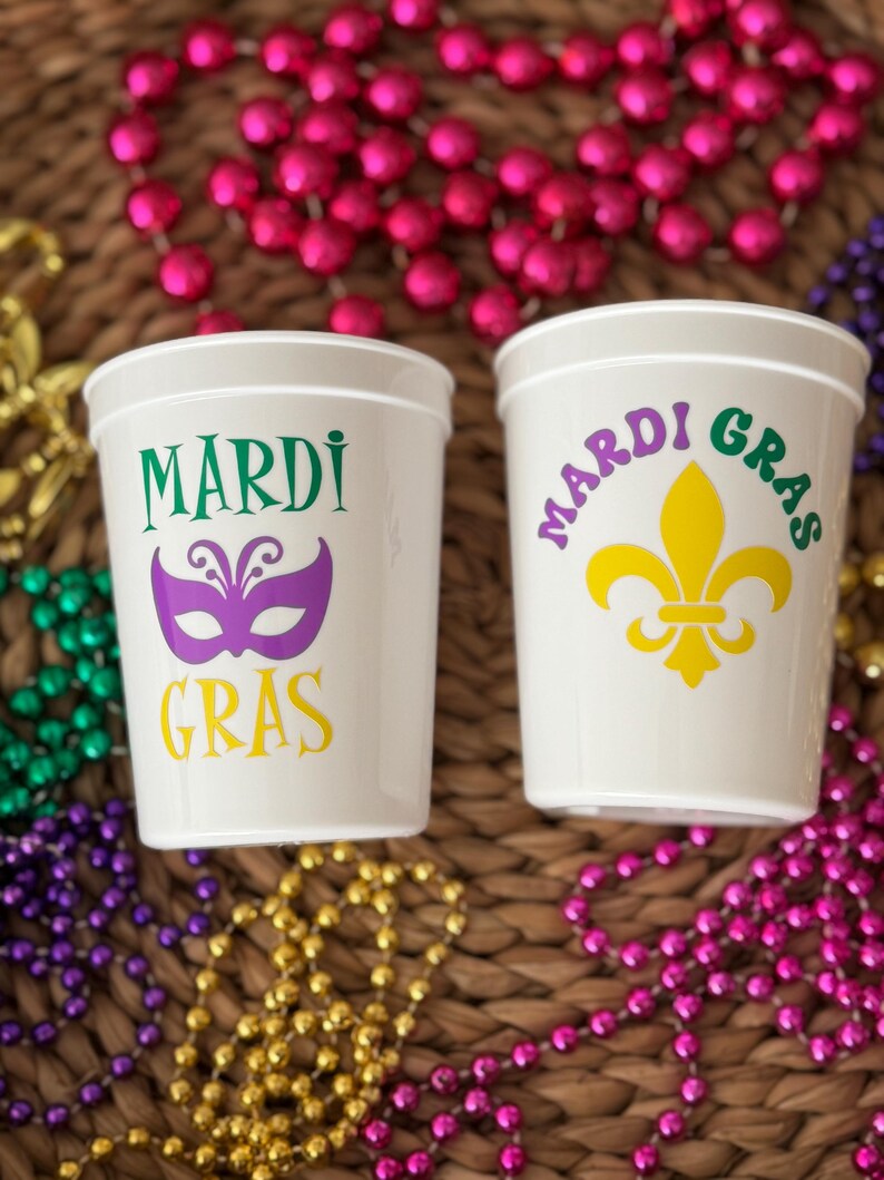 Mardi Gras Plastic Cups - Mardi Gras Styrofoam Cups - Mardi Gras Drink ...