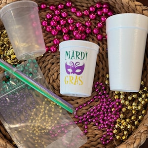 Mardi Gras Plastic Cups - Mardi Gras Styrofoam Cups - Mardi Gras Drink ...