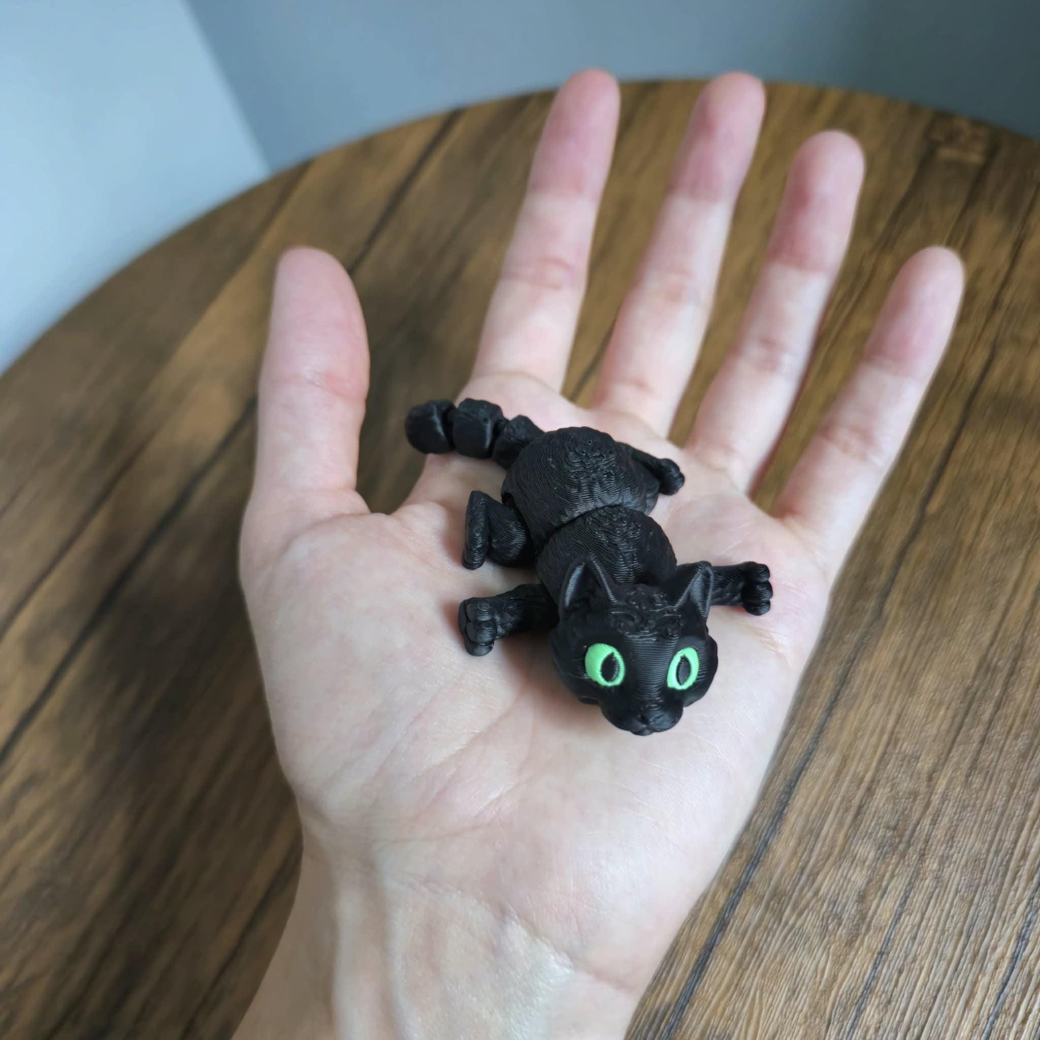 Articulated Black Cat. Office Desk Pal. Spooky Halloween Kitten. 3D ...