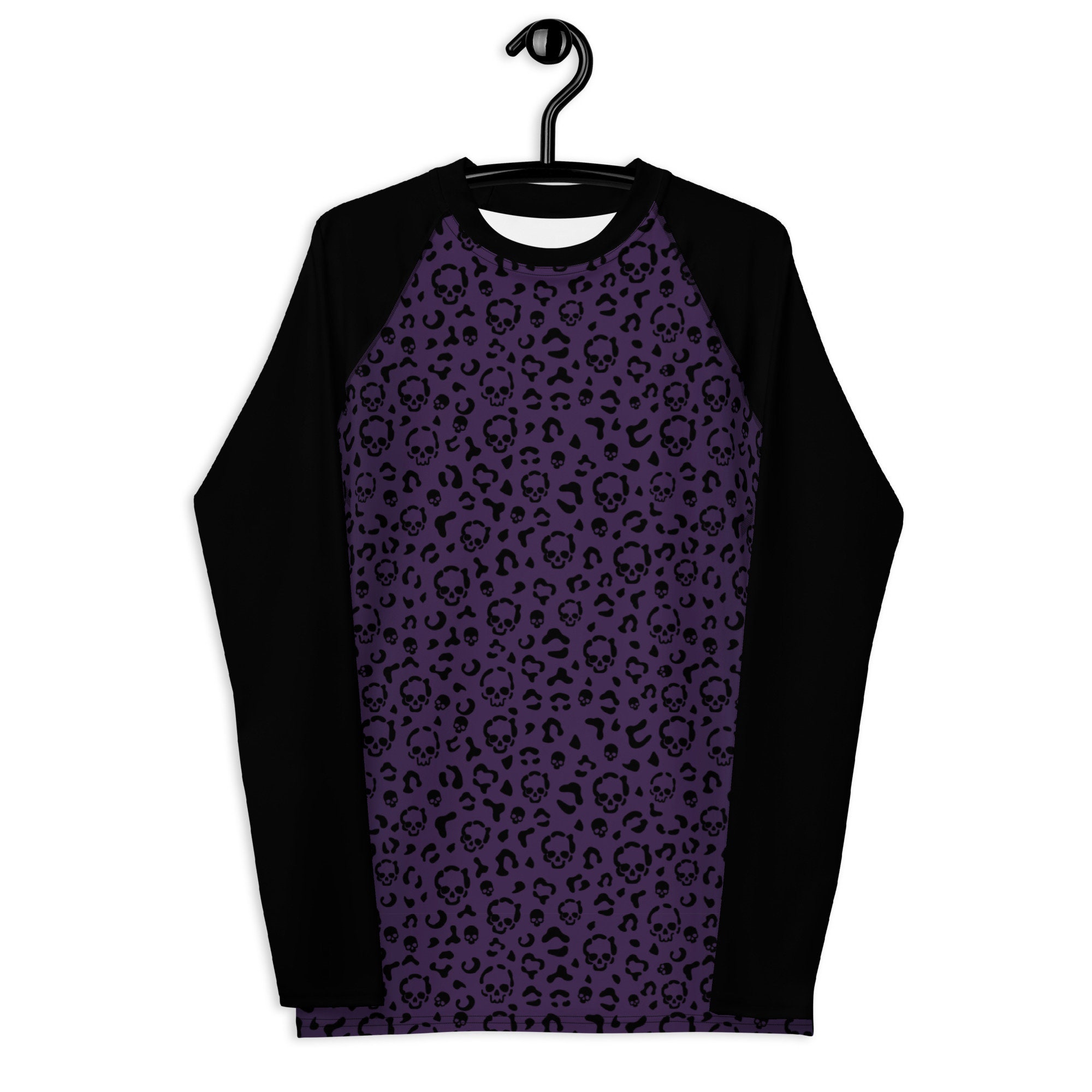 Inverted Cheetah Skull in Purple Men's Rash Guard, Unique Men's Rash ...