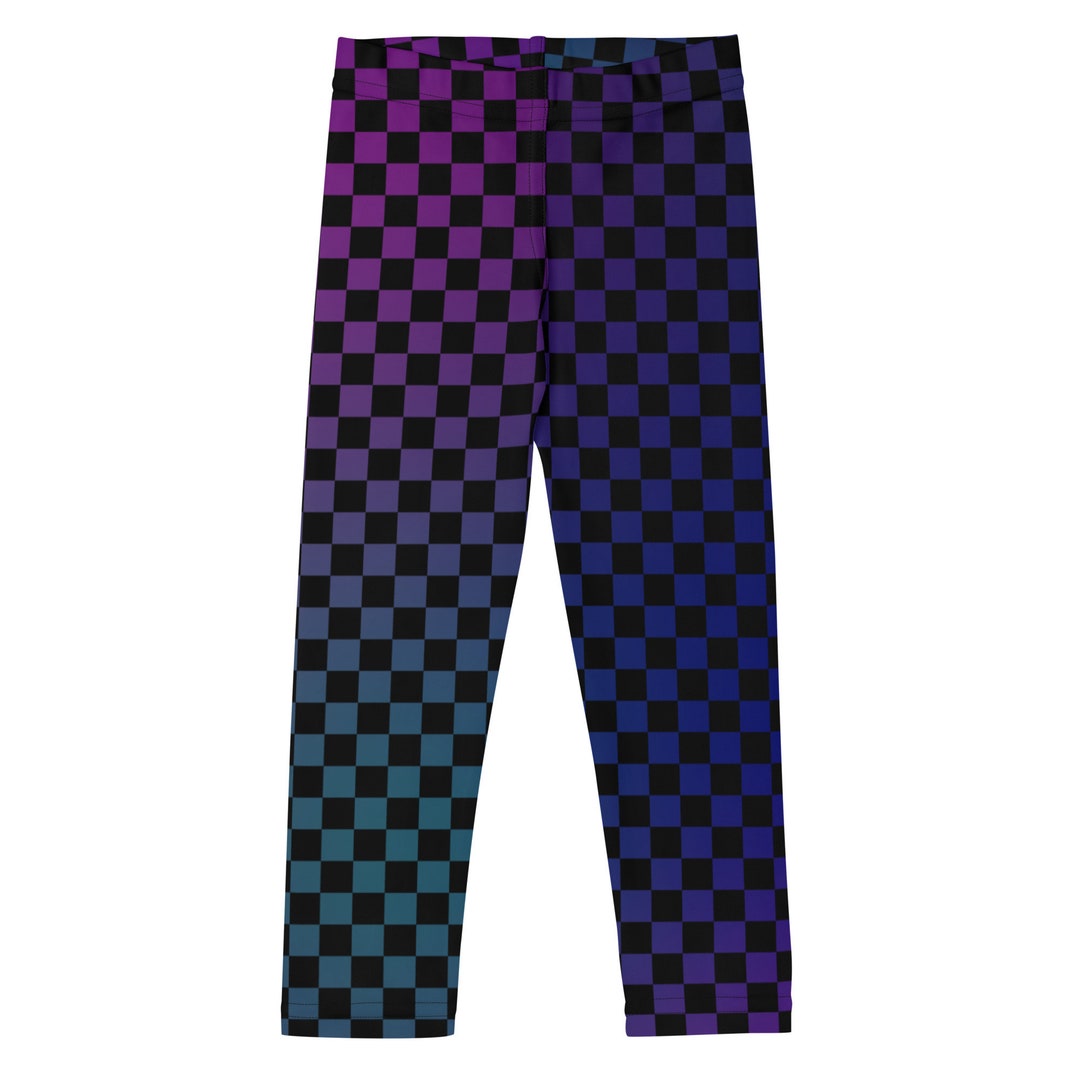 Checkerboard in Black and Jewel Tones Kid's Leggings, Colorful Kids ...