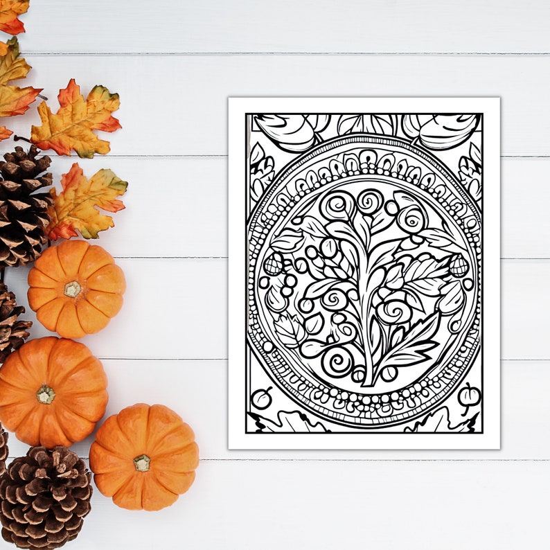 40 Fall Inspired Coloring Pages, Fall Coloring, Printable Adult ...