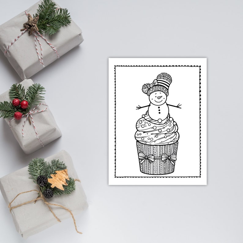 38 Christmas Cupcake Coloring Pages, Christmas Coloring Sheets for ...