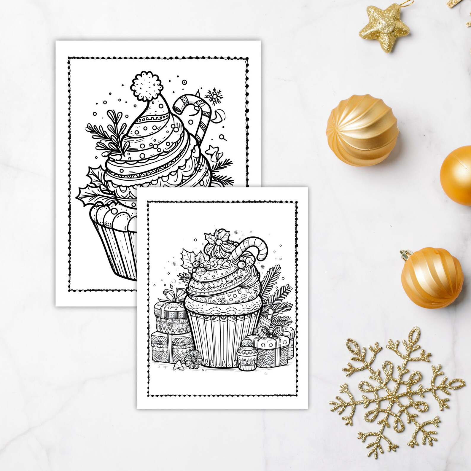 38 Christmas Cupcake Coloring Pages, Christmas Coloring Sheets for ...