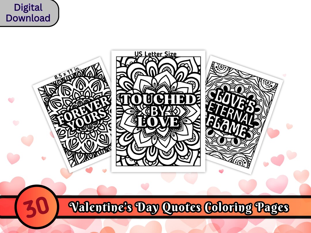 30 Valentine's Day Quotes Coloring Pages, Romantic Coloring Sheets ...