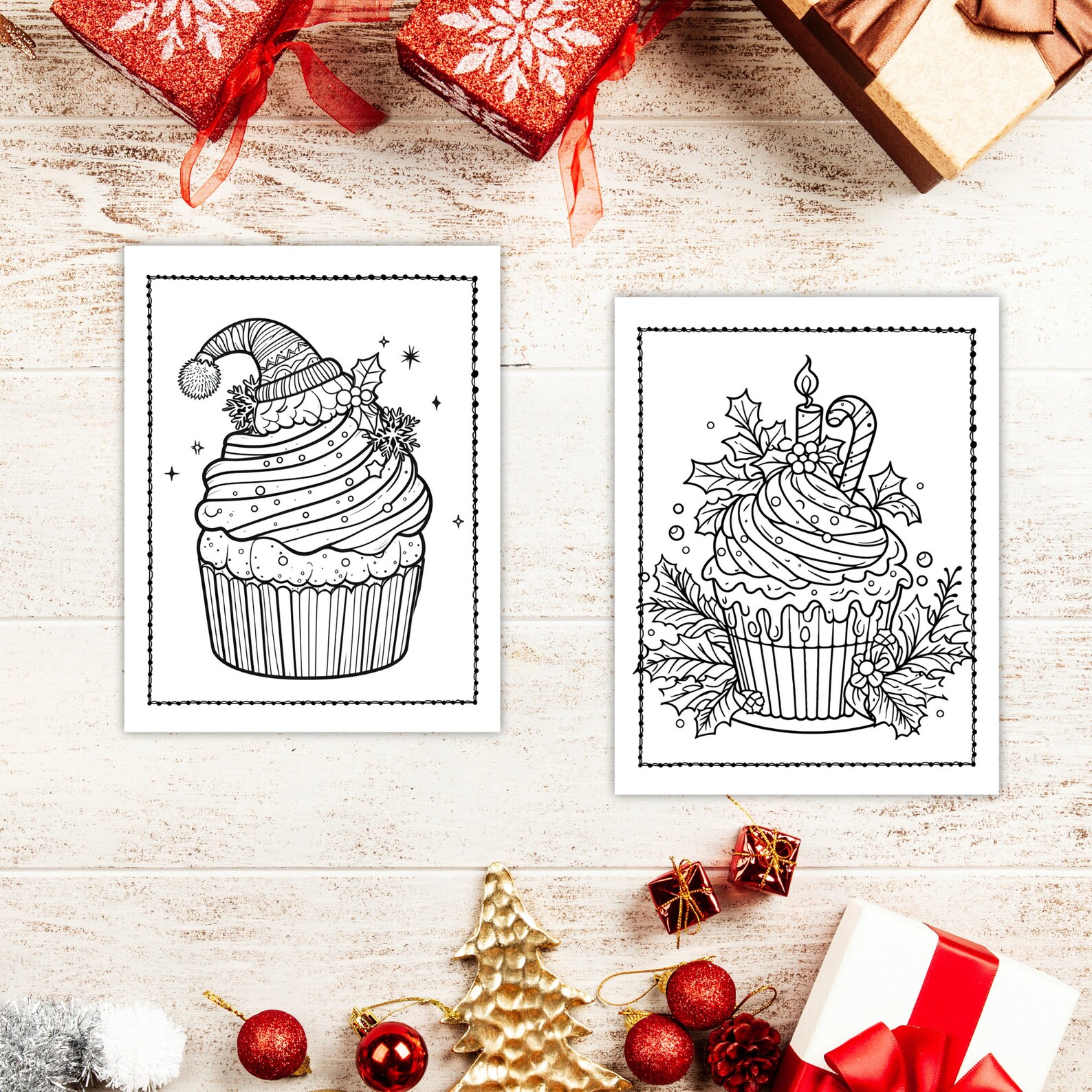 38 Christmas Cupcake Coloring Pages, Christmas Coloring Sheets for ...