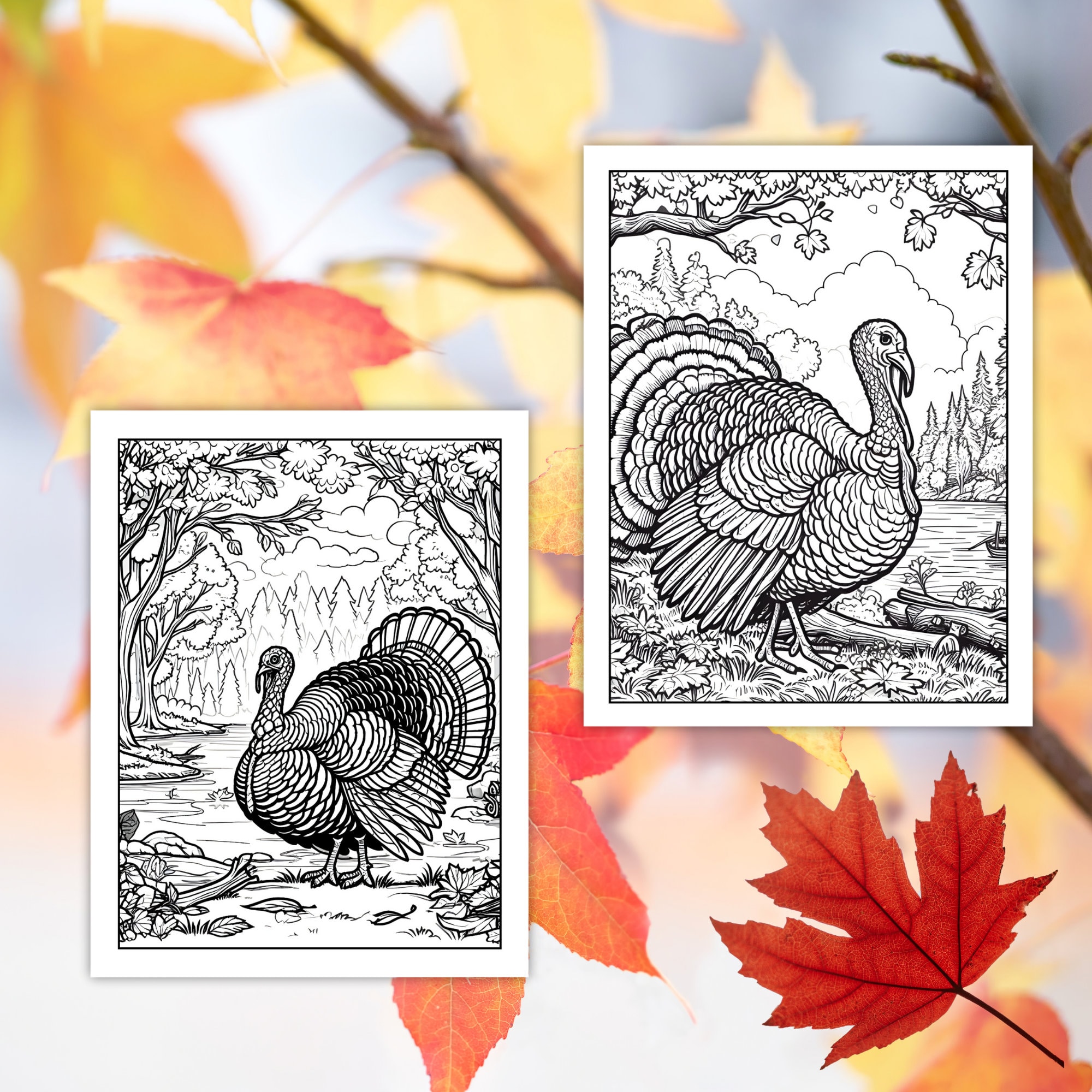 30 Turkey Coloring Pages, Autumn Fall Printables, Printable ...