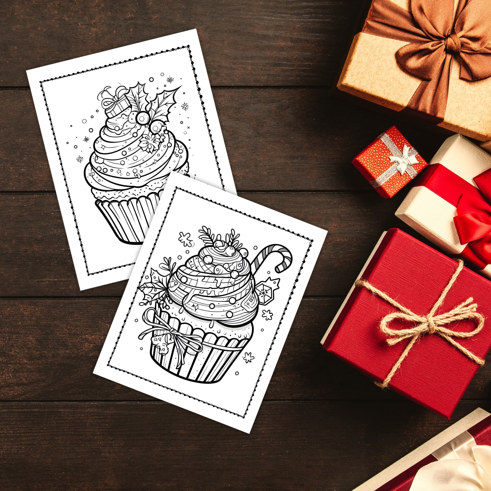 38 Christmas Cupcake Coloring Pages, Christmas Coloring Sheets for ...