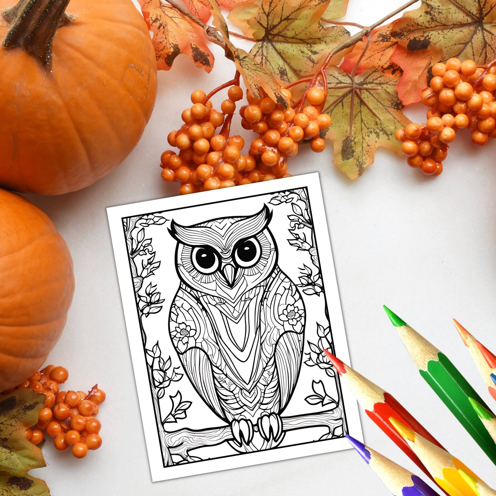 40 Fall Inspired Coloring Pages, Fall Coloring, Printable Adult ...