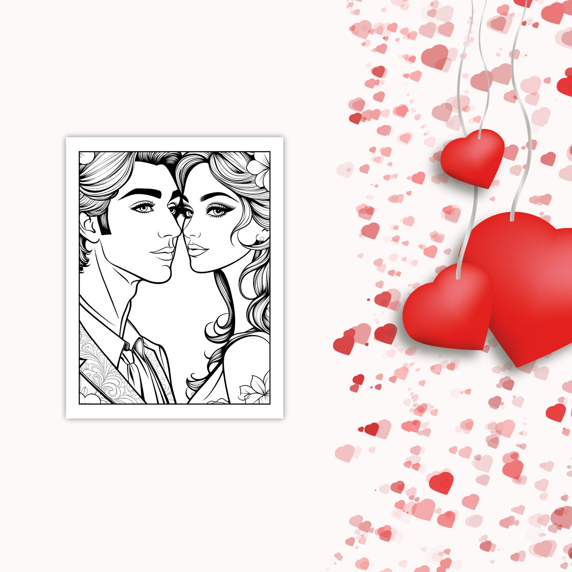 40 Valentine's Day Couple Coloring Pages, Romantic Coloring Sheets ...
