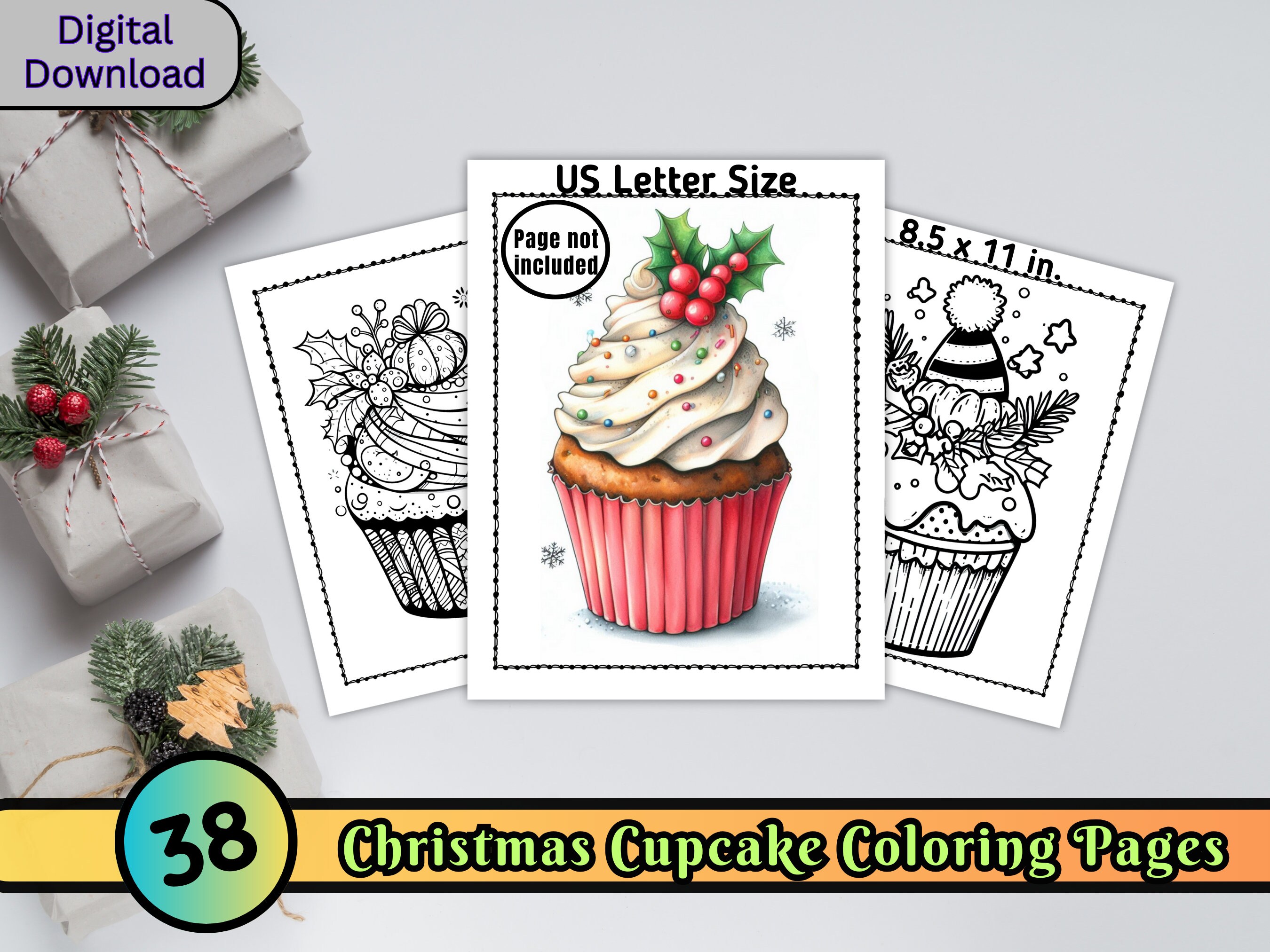 38 Christmas Cupcake Coloring Pages, Christmas Coloring Sheets for ...