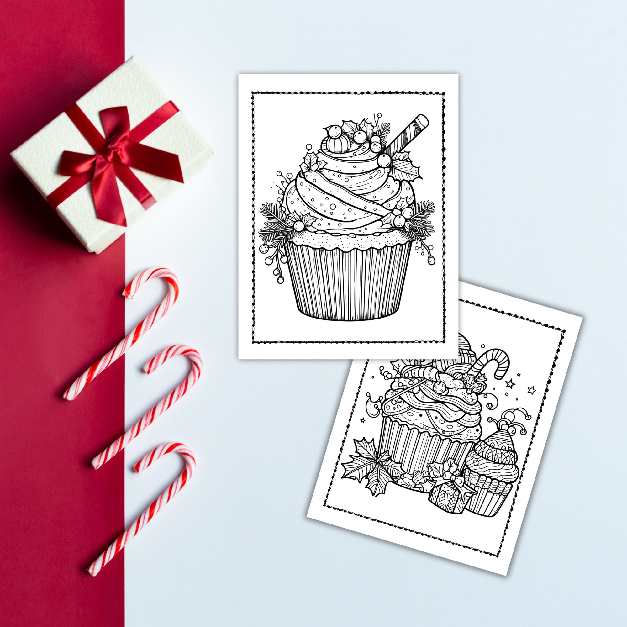 38 Christmas Cupcake Coloring Pages, Christmas Coloring Sheets for ...