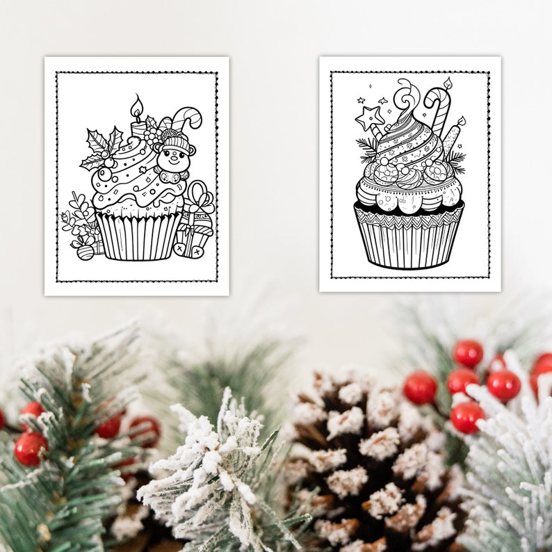 38 Christmas Cupcake Coloring Pages, Christmas Coloring Sheets for ...
