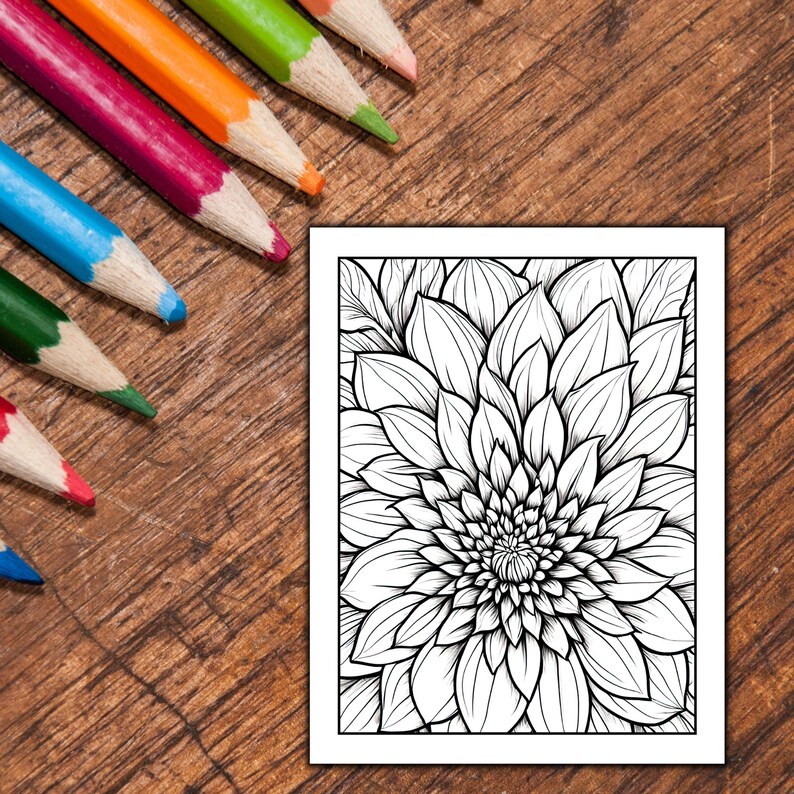 40 Relaxation Flower Coloring Pages, Botanical Floral Printables, Adult ...