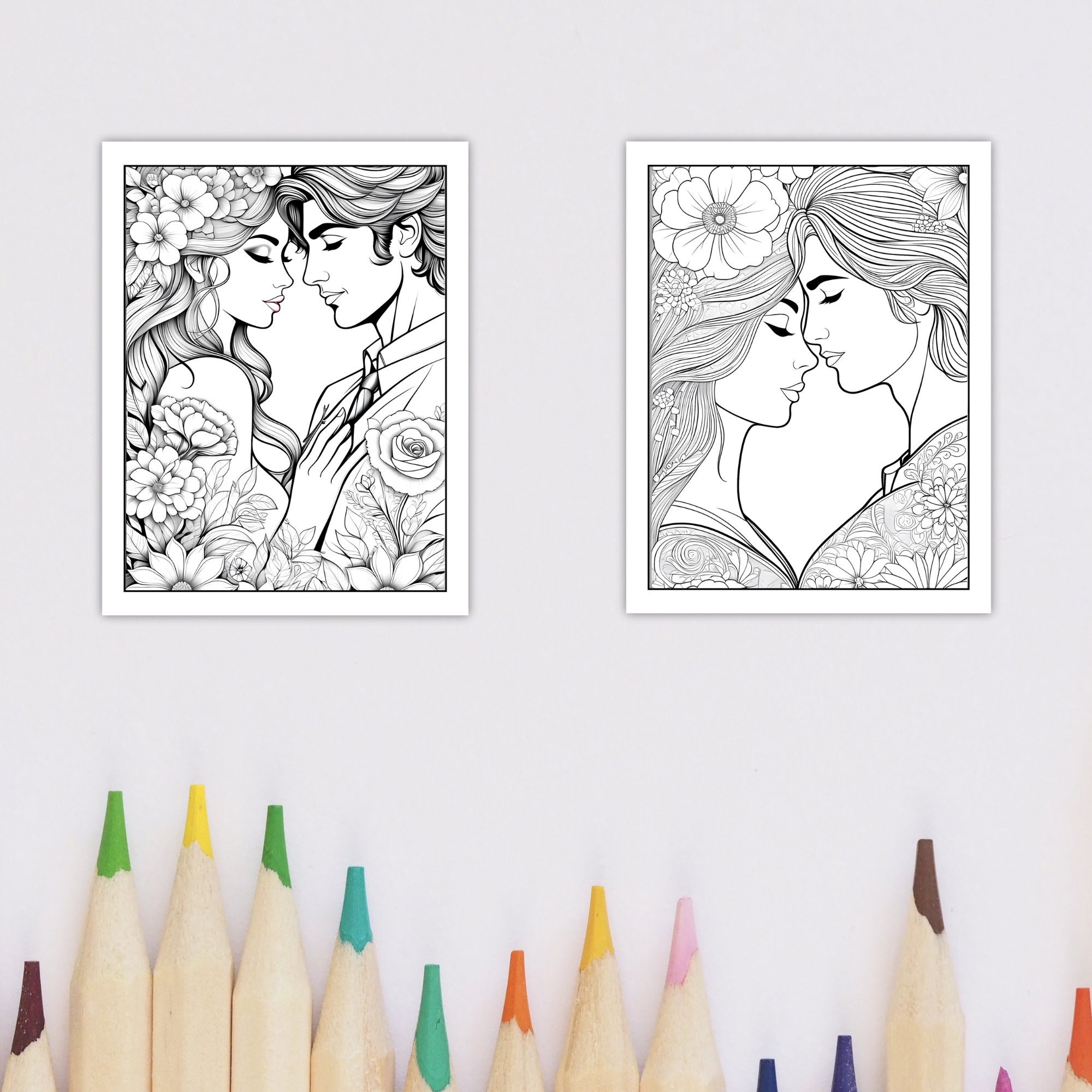 40 Valentine's Day Couple Coloring Pages, Romantic Coloring Sheets ...