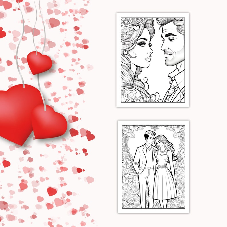 40 Valentine's Day Couple Coloring Pages, Romantic Coloring Sheets ...