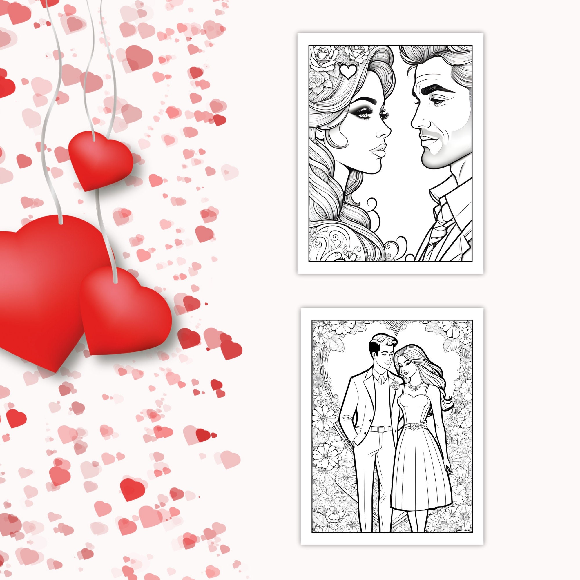 40 Valentine's Day Couple Coloring Pages, Romantic Coloring Sheets ...