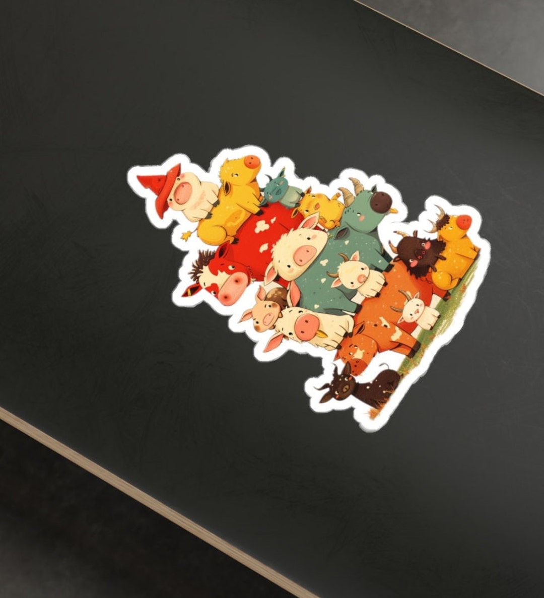 Farm Animals Tower Kiss-cut Vinyl Sticker Cute Animal Stacking Decal - Etsy