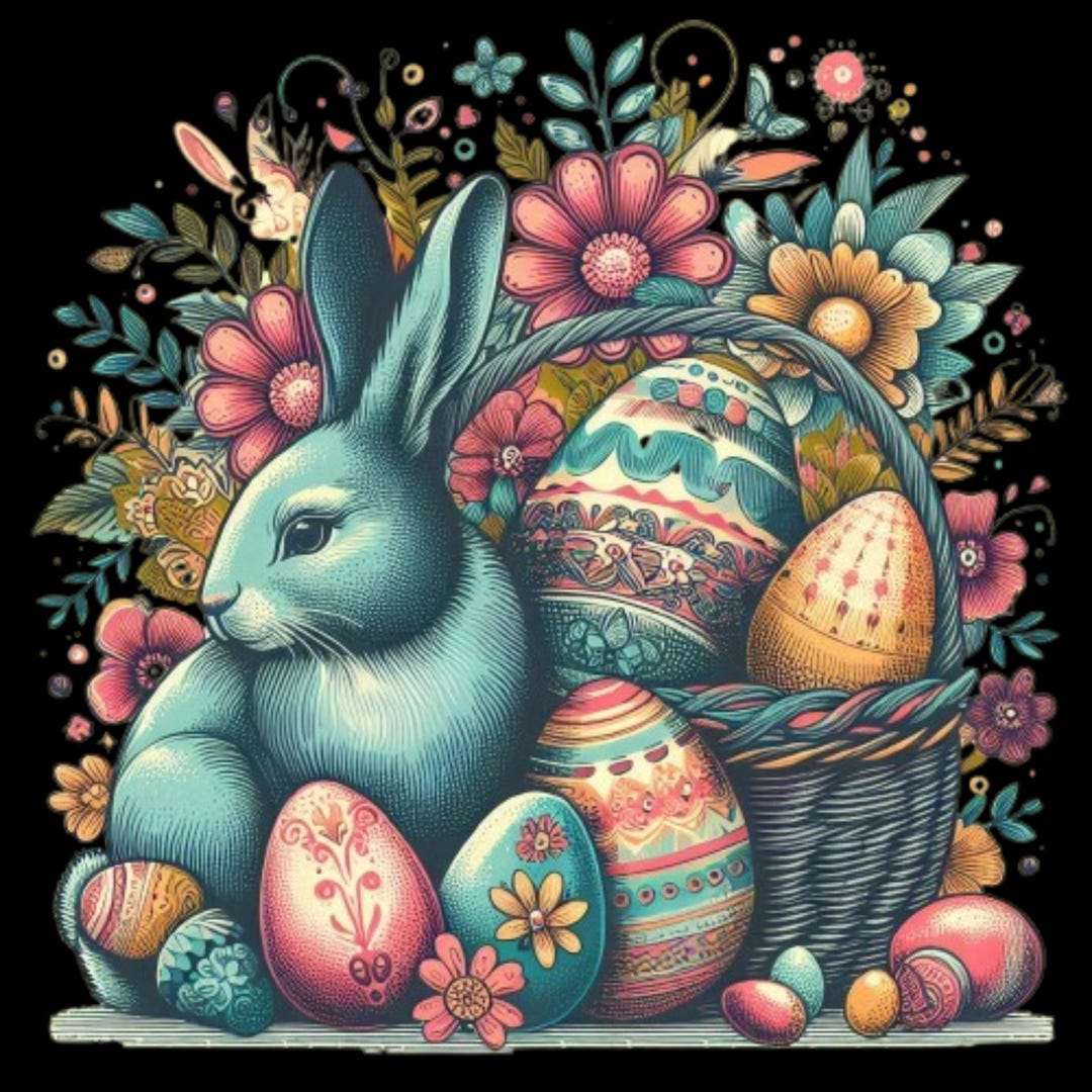 Easter Bunny and Eggs Clipart Set - 40 PNG Images, Perfect for ...