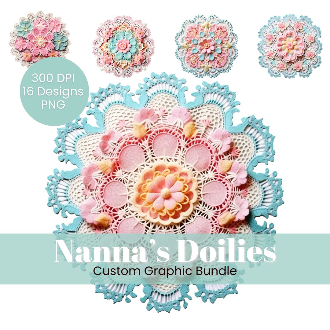 Nanna's Doilies Clip Art Set of 12 Pastel Lace Patterns - Etsy