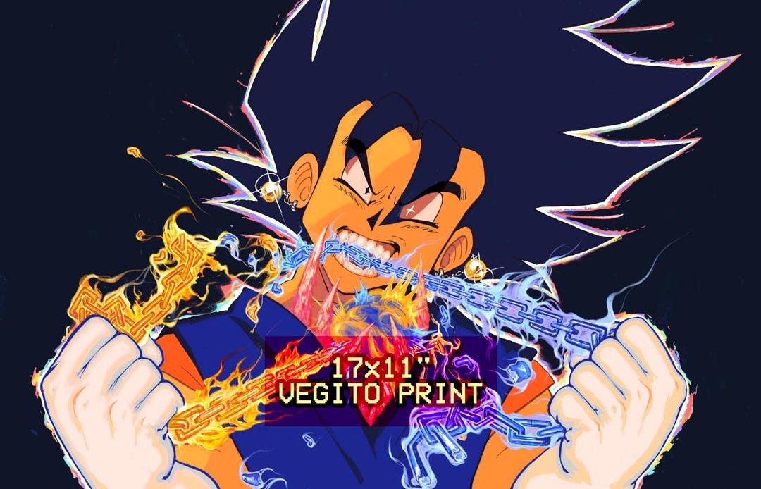 17x11 Holographic Foil Vegito DBZ Inspired Anime Art Print Vegerot ...
