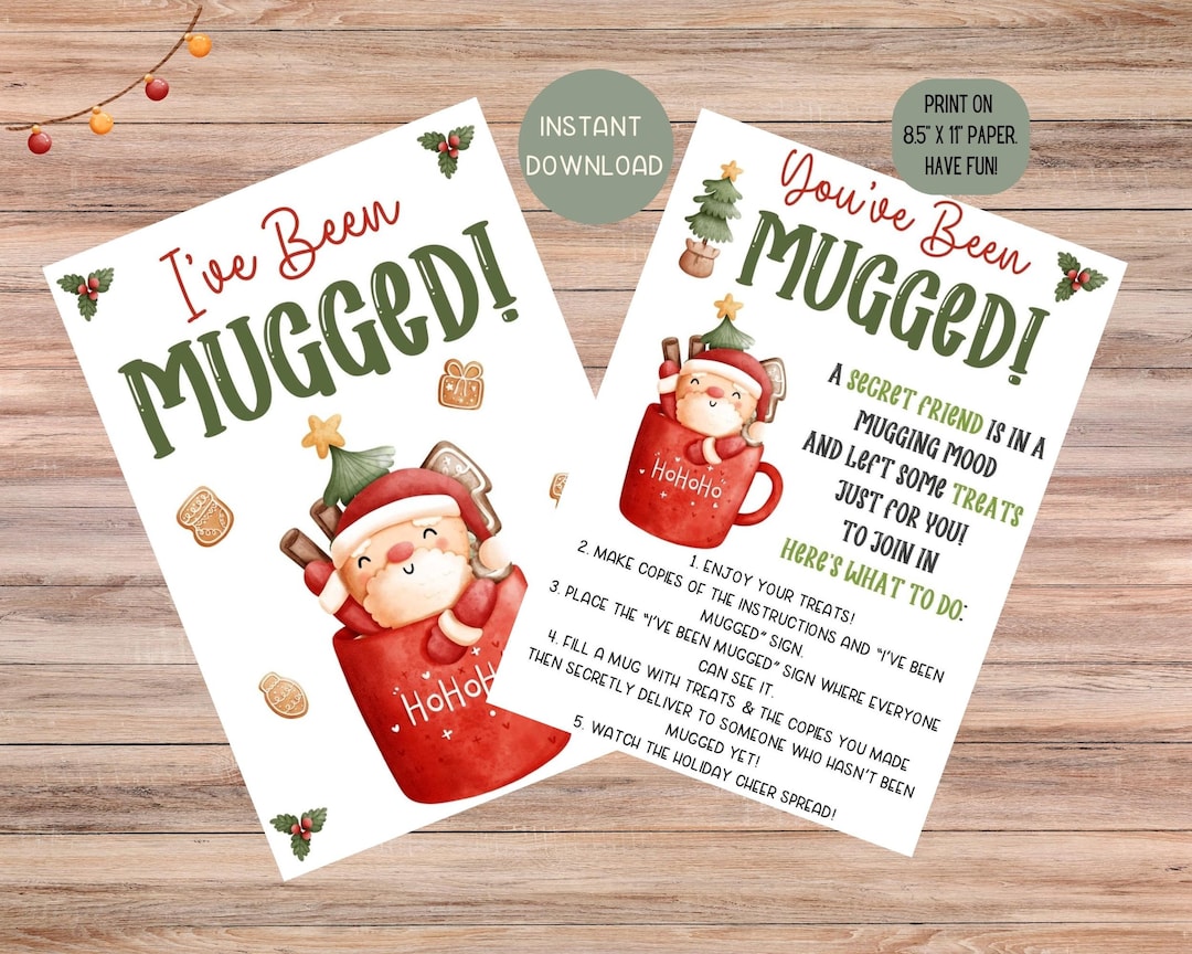 You've Been Mugged Christmas Printable, I've Been Mugged Santa Sign ...