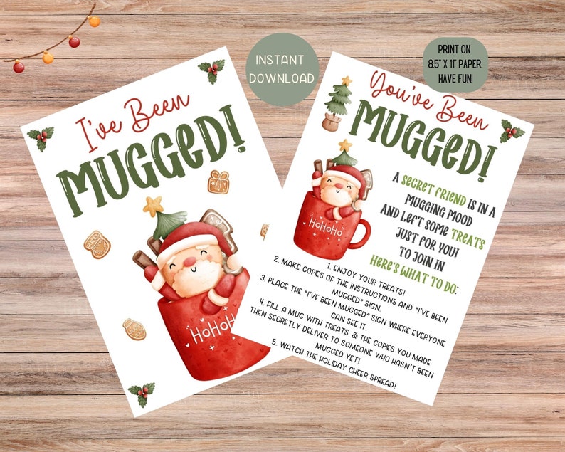 You've Been Mugged Christmas Printable, I've Been Mugged Santa Sign ...