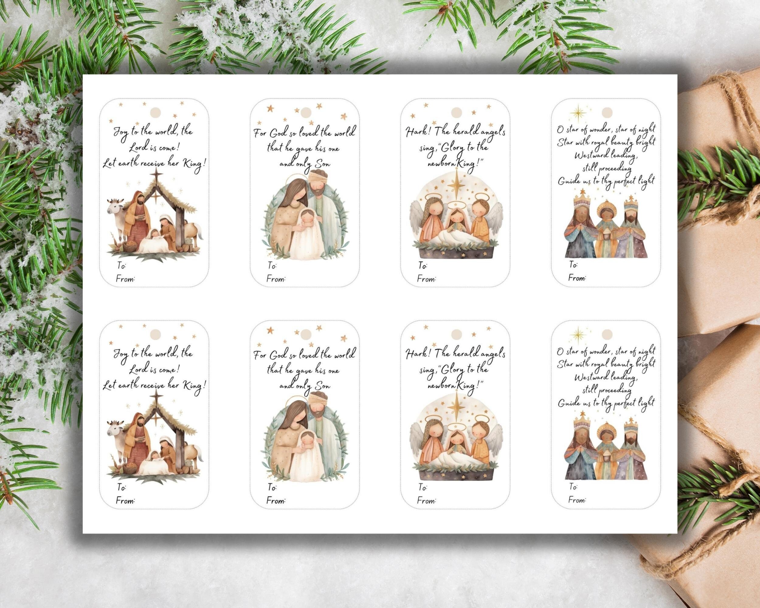 Printable Christmas Nativity Scene Gift Tags, Christian Religious ...