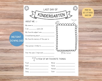 First Day of Kindergarten Interview Printable, Back to School ...