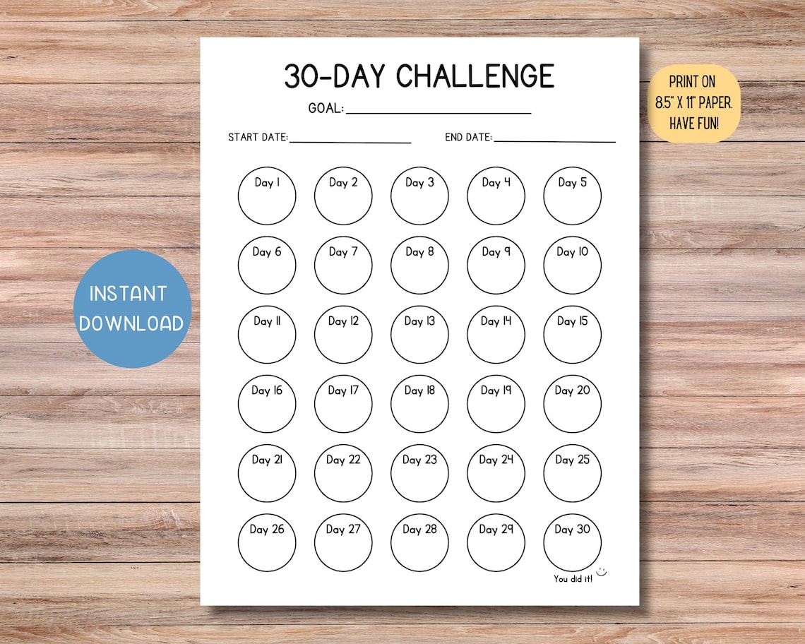 30 Day Challenge Habit Tracker Printable, Healthy Routines & Habits ...