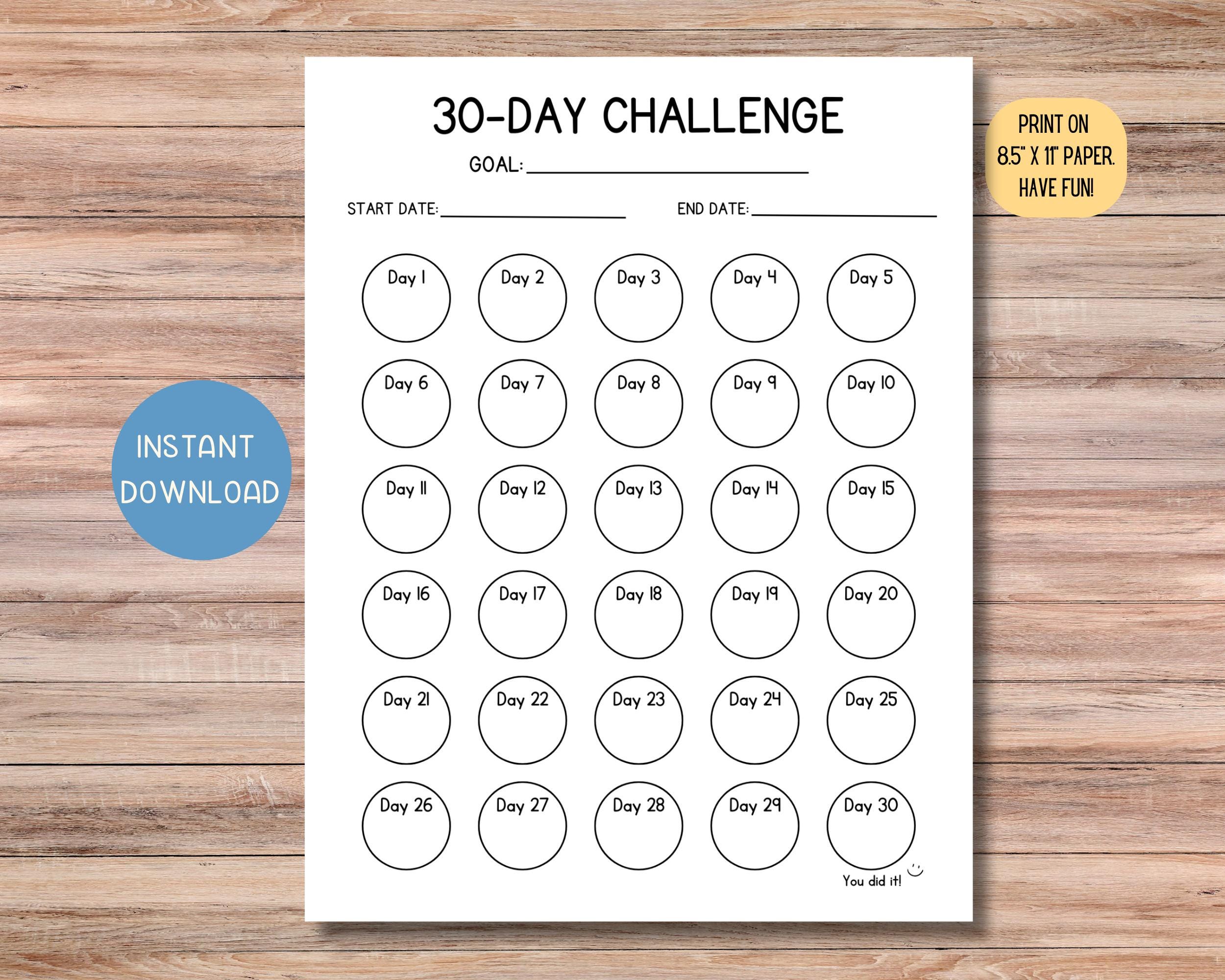 30 Day Challenge Habit Tracker Printable, Healthy Routines & Habits ...