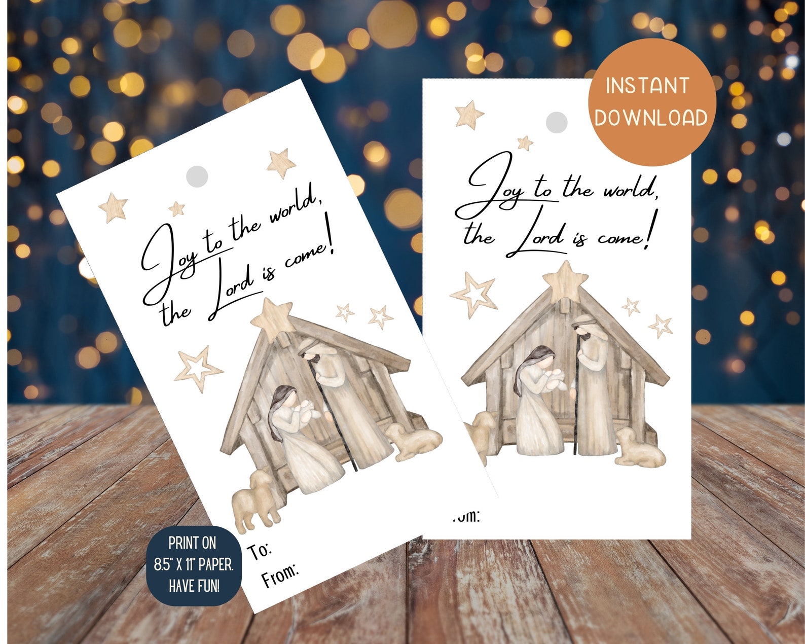 Printable Christmas Simple Nativity Scene Gift Tags, Christian ...