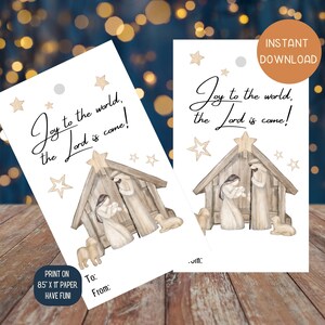 Printable Christmas Simple Nativity Scene Gift Tags, Christian ...