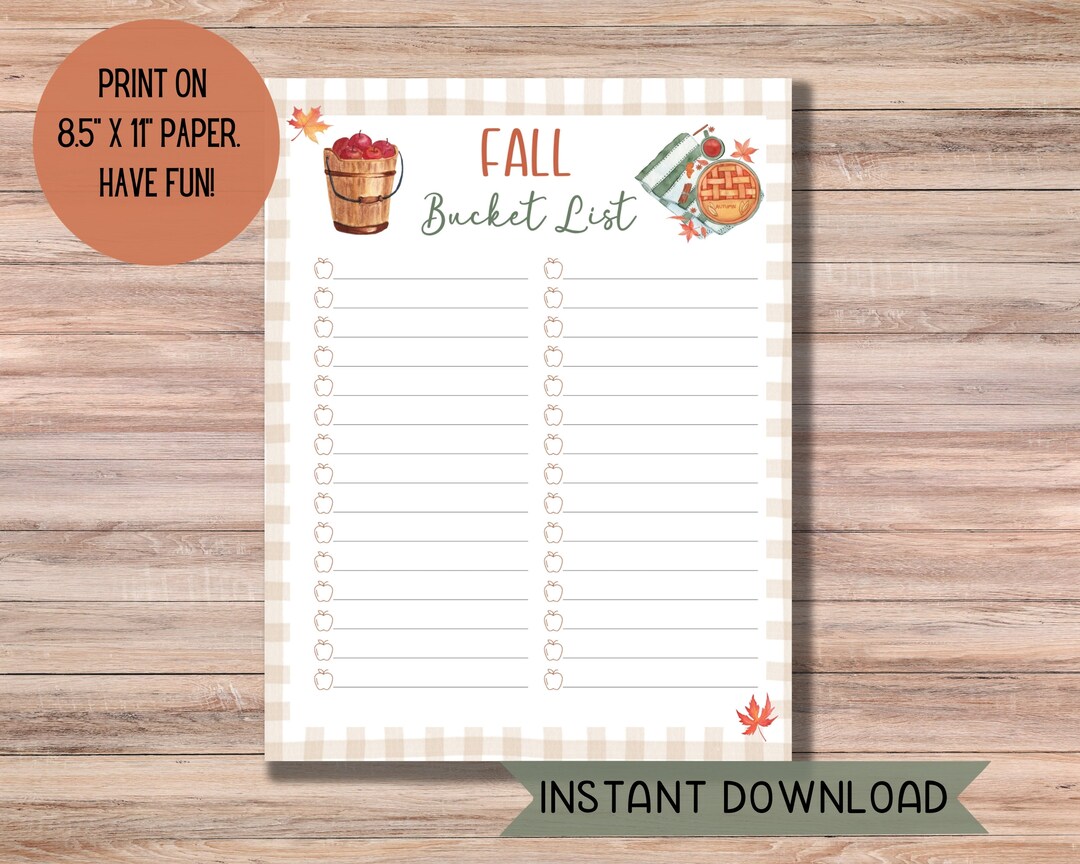 Fall Bucket List Printable, Autumn Bucket List Activities, Cozy Fall ...