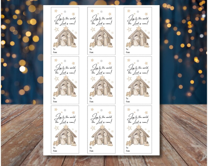 Printable Christmas Simple Nativity Scene Gift Tags, Christian ...