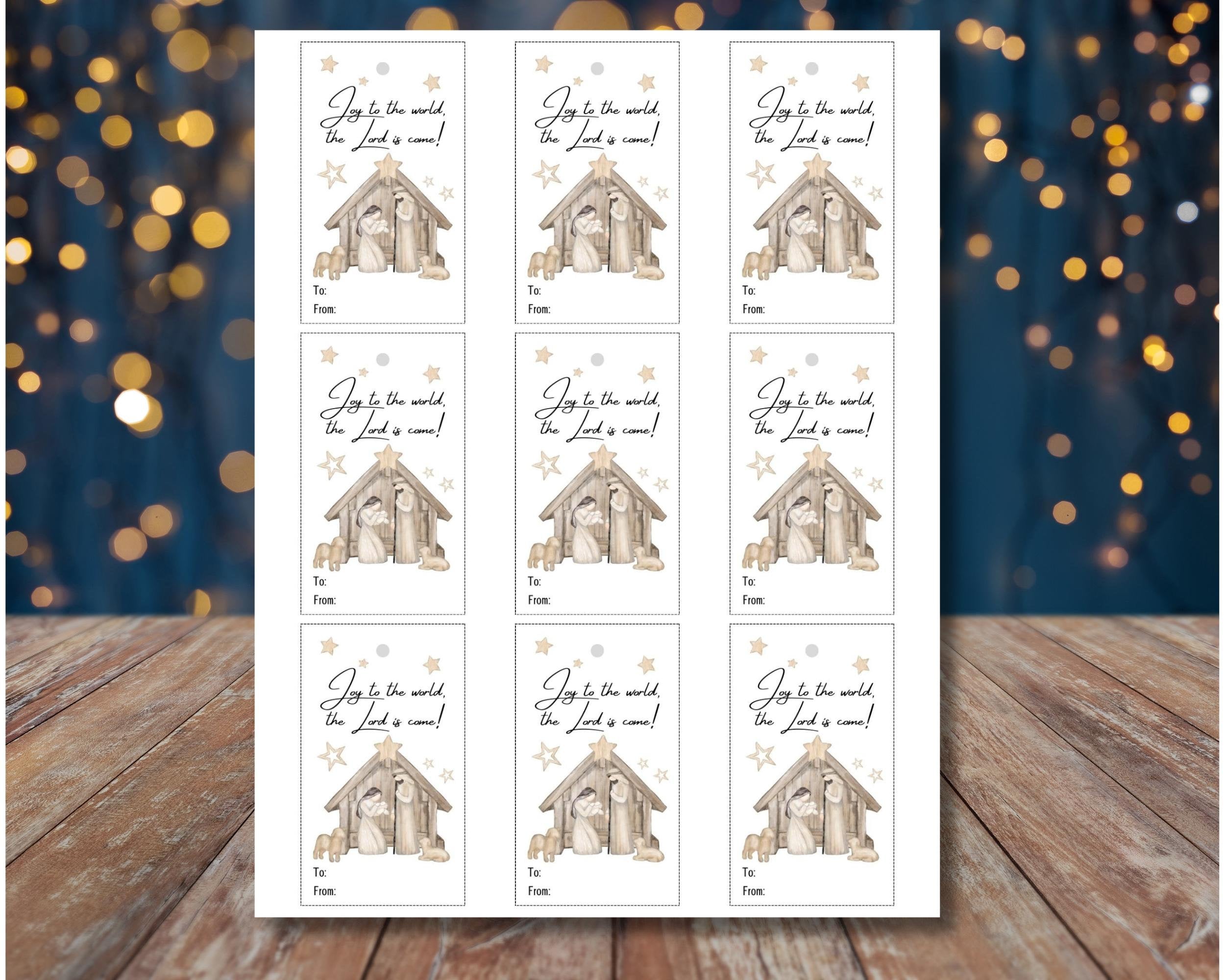 Printable Christmas Simple Nativity Scene Gift Tags, Christian ...