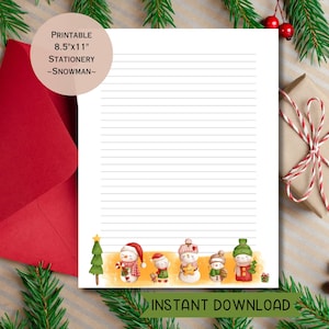 Christmas Winter Printable Stationery Paper, Snowman Snowmen Printable ...