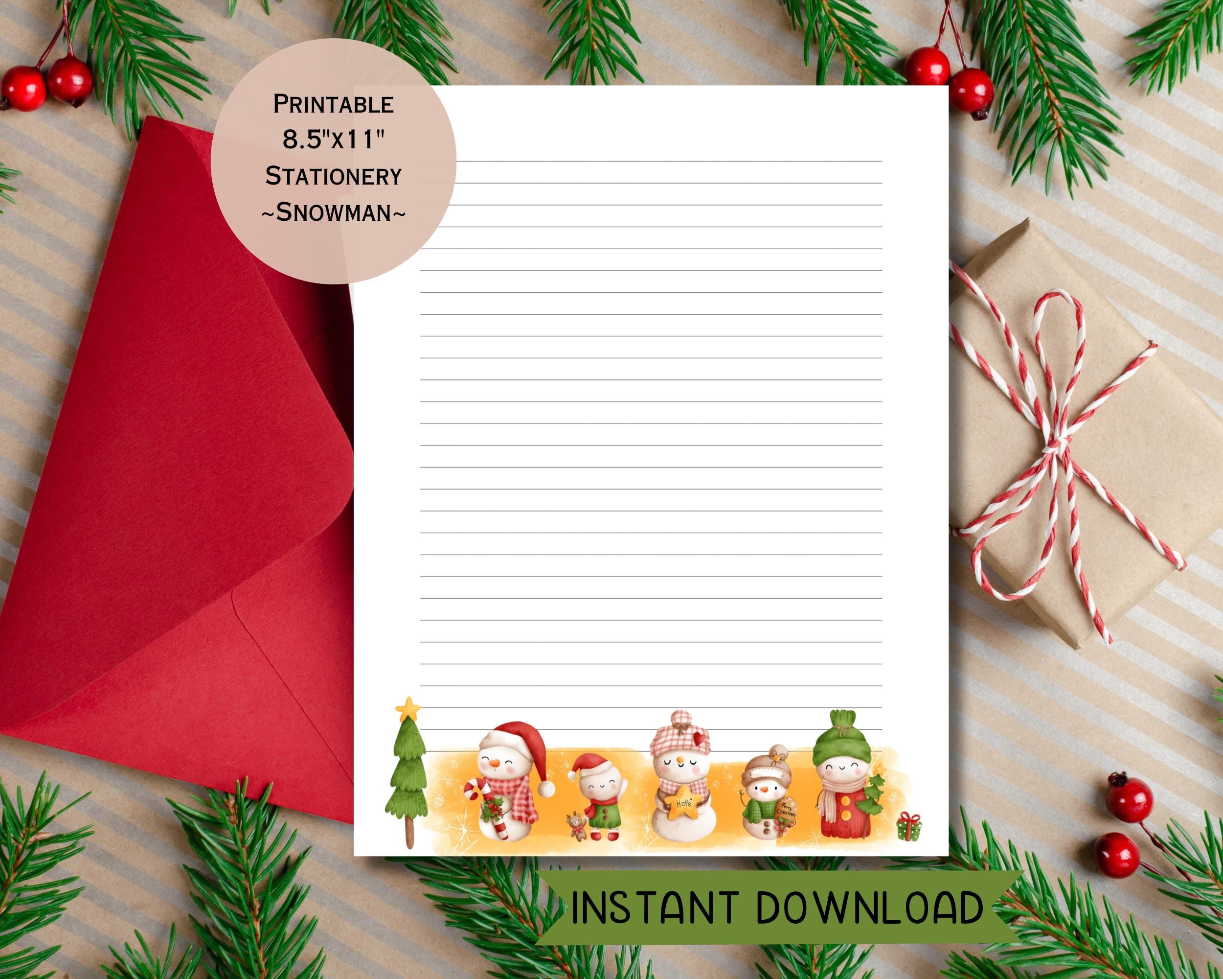 Christmas Winter Printable Stationery Paper, Snowman Snowmen Printable ...