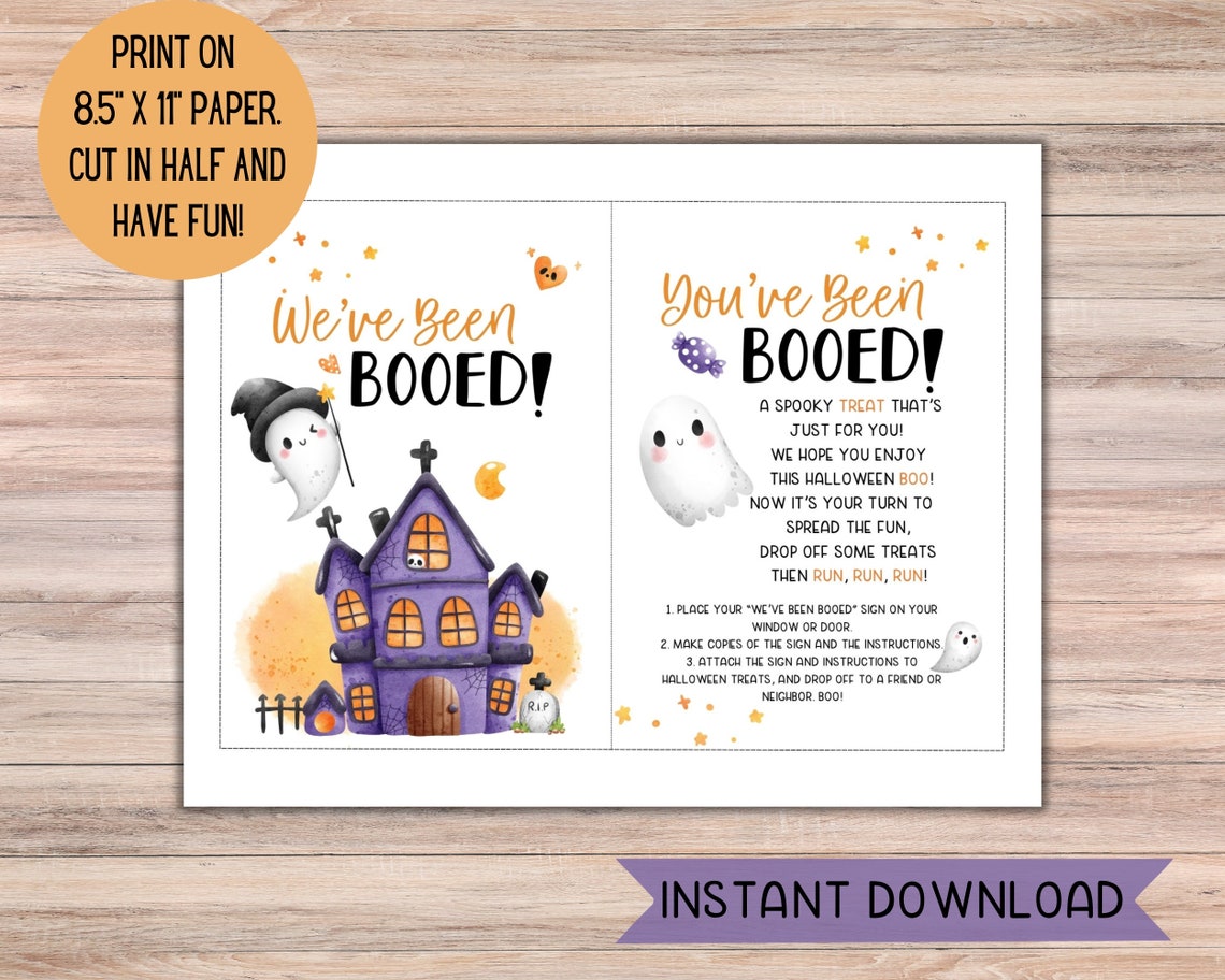 You've Been Booed Printable Sign, We've Been Booed, Ghost Boo Sign ...